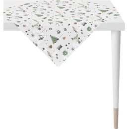 Tischdecke APELT "3710", weiß (grün, weiß), B:100cm L:100cm, Baumwolle, Polyester, Tischdecken