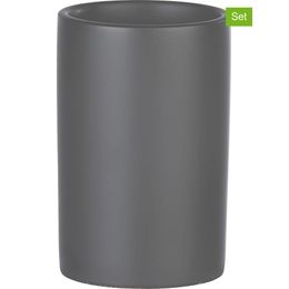 Wenko 2er-Set: Zahnputzbecher "Polaris" in Anthrazit - (H)11,2 x Ø 7,5 cm - 33% | Badezimmer-accessoires