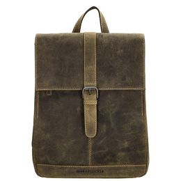 HIDE & STITCHES Leder-Rucksack in Khaki - (B)25,5 x (H)32,5 x (T)12 cm - 26% | Damen-taschen