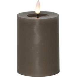 STAR TRADING LED-Wachskerze "Flamme Flow Pillar" in Taupe - (H)12,5 cm - 12% | Kerzen-vasen