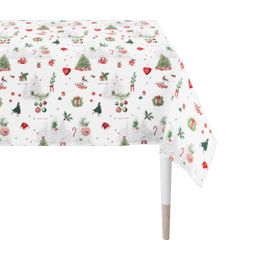 Tischdecke APELT "3710", weiß (grün, rot, weiß), B:250cm L:150cm, Baumwolle, Polyester, Tischdecken