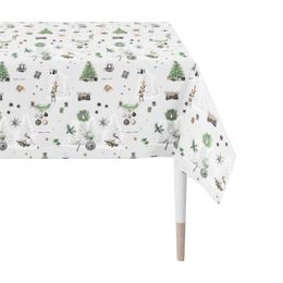 Tischdecke APELT "3710", weiß (grün, weiß), B:250cm L:150cm, Baumwolle, Polyester, Tischdecken