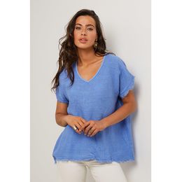 Le Monde du Lin Leinen-Bluse in Blau - 70% | Größe 40/42 | Damen-blusen