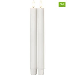 STAR TRADING 2er-Set: LED-Wachskerze "Flamme Stripe" in Weiß - (H)25 cm - 11% | Kerzen-vasen