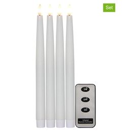 STAR TRADING 4er-Set: LED-Wachskerzen "Flamme" in Weiß - (H)28,5 cm - 11% | Kerzen-vasen