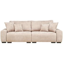 CARRYHOME Bigsofa, Beige, Textil, 3-Sitzer, F&uuml;llung: Hohlfaser, Schaumstoffflocken, 250x100x90 cm, R&uuml;cken echt, Wohnzimmer, Sofas & Couches, Sofas, Bigsofas