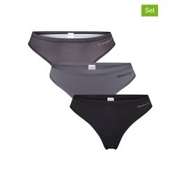 Reebok 3er-Set: Strings "Agatha" in Grau/ Schwarz - 53% | Größe L | Damen-unterteile