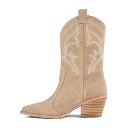 loft37 Leder-Stiefeletten "Only Want You" in Beige - 44% | Größe 39 | Stiefeletten