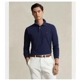 Polo Ralph Lauren f&uuml;r Herren. 710680790046 Custom Slim Fit Poloshirt blau (M), L&auml;ssig, Baumwolle, Langarm, Marine