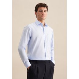 Businesshemd Seidensticker "Regular", Herren, Gr. L41, normale &Auml;rmell&auml;ngen, blau (hellblau), 100% Baumwolle, unifarben, regular fit, 2-Knopf-Manschette, Hemden, Regular 1/1 Kentkragen Uni