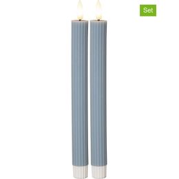 STAR TRADING 2er-Set: LED-Kerzen "Flamme Stripe" in Blau - (H)25 cm - 15% | Kerzen-vasen