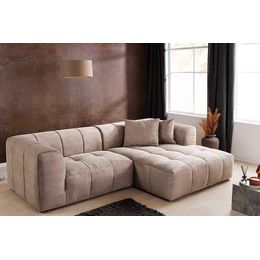 Riess Ambiente Modernes Ecksofa ZERO GRAVITY 240cm greige Cord 3-Sitzer Couch L-Form Riess-Ambiente Wohnzimmer