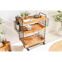 Riess Ambiente Massivholz Servierwagen SEVEN SEAS 80cm natur Küchenwagen Metall mit Rollen Riess-Ambiente