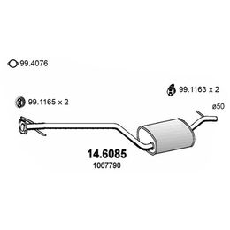 Asso Mittelschalld&auml;mpfer 14.6085 f&uuml;r FORD 1067790 1121573 1061948