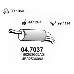 Asso Endschalld&auml;mpfer 04.7037 f&uuml;r VW AUDI 4B0253609AE 4B0253609CG 4B0253609AG