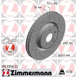 Zimmermann Bremsscheibe SPORT COAT Z vorne rechts links Gelocht 345mm für VW (SVW) AUDI (FAW) PORSCHE VAG 4G0615301AE 4G0615301AF 4G0615301G 100.3356.