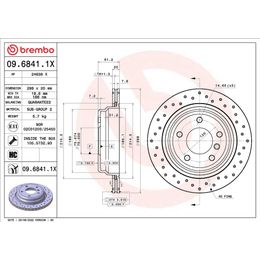 Brembo Bremsscheibe hinten rechts links Gelocht/innenbel. 298mm f&uuml;r ALPINA BMW 34211163153 34211164175 34211163175 09.6841.1X