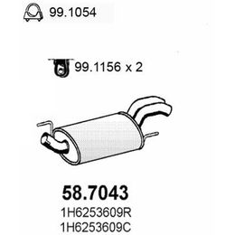 Asso Endschalld&auml;mpfer 58.7043 f&uuml;r VW AUDI 1H6253609S 1H6253609AF JZW253609A