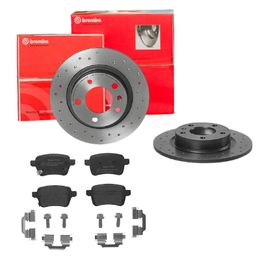 Brembo Bremsensatz-Hinterachse XTRA LINE / STANDARD Bremsensatz, Scheibenbremse hinten rechts links Gelocht 264mm f&uuml;r VAUXHALL OPEL 1605285 93190227 5