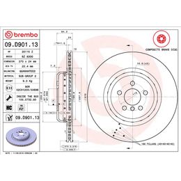 Brembo Bremsscheibe TWO-PIECE DISCS LINE 09.D901.13 hinten links innenbel&uuml;ftet 370mm f&uuml;r BMW 34206898493 34206898494 34206880080