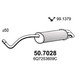 Asso Endschalldämpfer für SKODA 6Q7253609C 6Q7253609D 50.7028
