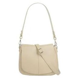 Umh&auml;ngetasche CLUTY, Damen, Gr. B/H/T: 23cm x 18cm x 8cm onesize, beige, Leder, leicht gl&auml;nzend, unifarben, Taschen Umh&auml;ngetasche, echt Leder, Made in Italy
