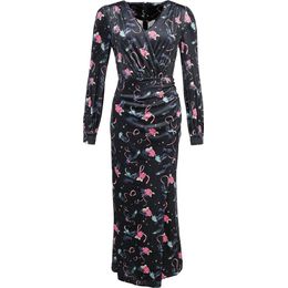 Voodoo Vixen Peacock Masquerade Maxi Velvet Dress Langes Kleid multicolor in 3XL DRA 10185