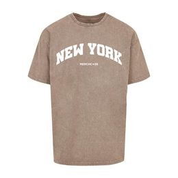 Merchcode T-Shirt 'New York Wording' Herren Größe L khaki / weiß