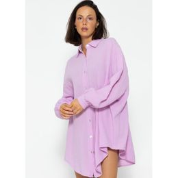 SASSYCLASSY Ultra Oversize Musselin-Blusenhemd lange Variante in Flieder | Gr.: onesize