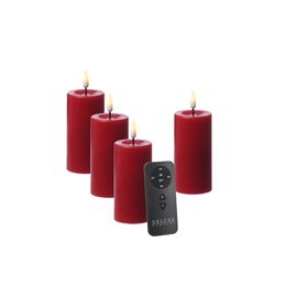 Deluxe Homeart 4er Set LED Kerzen MIA Echtwachs Deluxe 5x10cm mit Batterien Fernb. In rot | Gr.: onesize