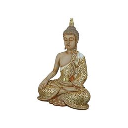 Gilde Buddha "Mangala" in Braun/ Gold - H. 35 cm - B. 24 cm | Gr.: onesize