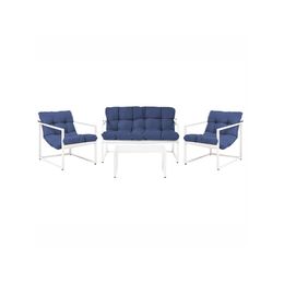 Beliani 4-tlg Lounge Set GARDA in Blau/Weiß | Gr.: onesize