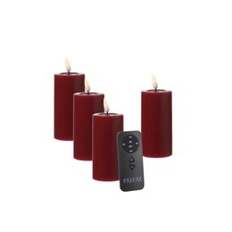 Deluxe Homeart 4er Set LED Kerzen MIA Echtwachs Deluxe 5x10cm mit Batterien Fernb. In rot | Gr.: onesize