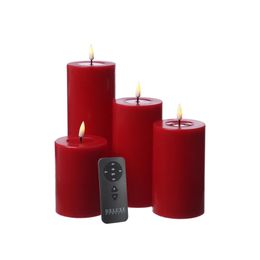 Deluxe Homeart 4er Set LED Kerzen MIA Echtwachs Deluxe 4 Größen mit Batterien Fernb in rot | Gr.: onesize