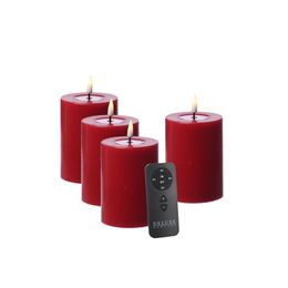 Deluxe Homeart 4er Set LED Kerzen MIA Echtwachs Deluxe 7,5x10cm mit Batterien Fernb. In rot | Gr.: onesize
