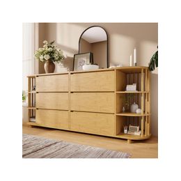 ABRIHOME Sideboard Römisches Design mit Bambus Regalen 160x40x75cm | Gr.: onesize