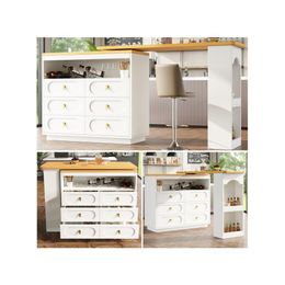 ABRIHOME Ausziehbarer Sideboard mit 360° Drehfunktion und Stauraum in Weiß | Gr.: onesize