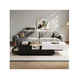 ABRIHOME Couchtisch mit 1 Schublade und Schiebeplatte Großer Stauraum in Weiß | Gr.: onesize