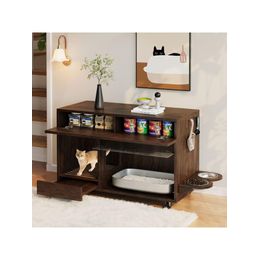 ABRIHOME Katzenkloschrank in Nussbaumfarbe - 100×45.5×67cm | Gr.: onesize