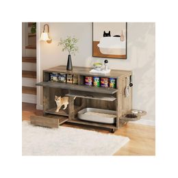 ABRIHOME Katzenkloschrank in Eichenholzfarbe - 100×45.5×67cm | Gr.: onesize