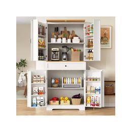 ABRIHOME Hochwertiger Küchenschrank mit 12 Türfächern und Schubladen, 80x40x180cm | Gr.: onesize