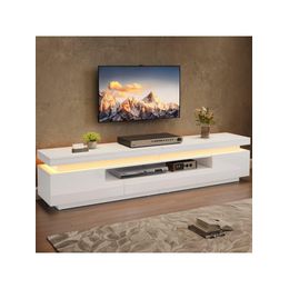 ABRIHOME TV Schränken mit LED und halboffenem Stauraum in Weiß - 175*38*45cm | Gr.: onesize