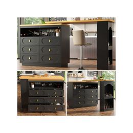ABRIHOME Ausziehbarer Sideboard mit 360° Drehfunktion und Stauraum in Schwarz | Gr.: onesize