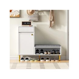ABRIHOME Schuhschrank mit Sitzbank in Wei&szlig;, 100*35*82.2cm | Gr.: onesize