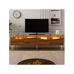 ABRIHOME TV-Schrank mit LED, Glasfront und Stauraum in Braun, 180 x 40 x 50 cm | Gr.: onesize