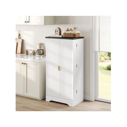 ABRIHOME Doppeltür Küchenschrank mit LED und Gewürzregal in Weiß, 120*60.5*40cm | Gr.: onesize