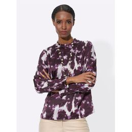 CR&Eacute;ATION L creation L Satin-Bluse in ecru-aubergine-bedruckt | Gr.: 44