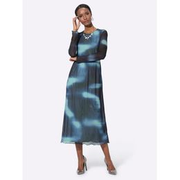 CRÉATION L creation L A-Linien-Kleid in marine-kalkmint-bedruckt | Gr.: 40