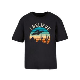 F4NT4STIC Tee I Believe UFO Alien Sonnenuntergang in schwarz | Gr.: S