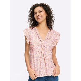 Heine Kurzarmshirt in champagner-flieder-bedruckt | Gr.: 42